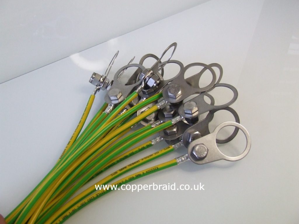 Flange bond 16 mm² - 120 Amps - variable length / hole size